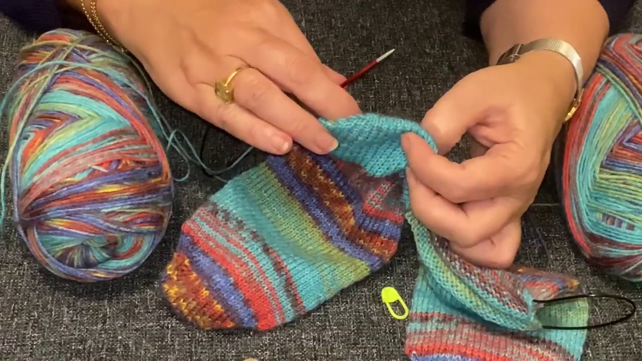 Short Row Heel Tutorial (reduced background music) for Two-At-A-Time, Toe-Up Magic Loop Socks ...