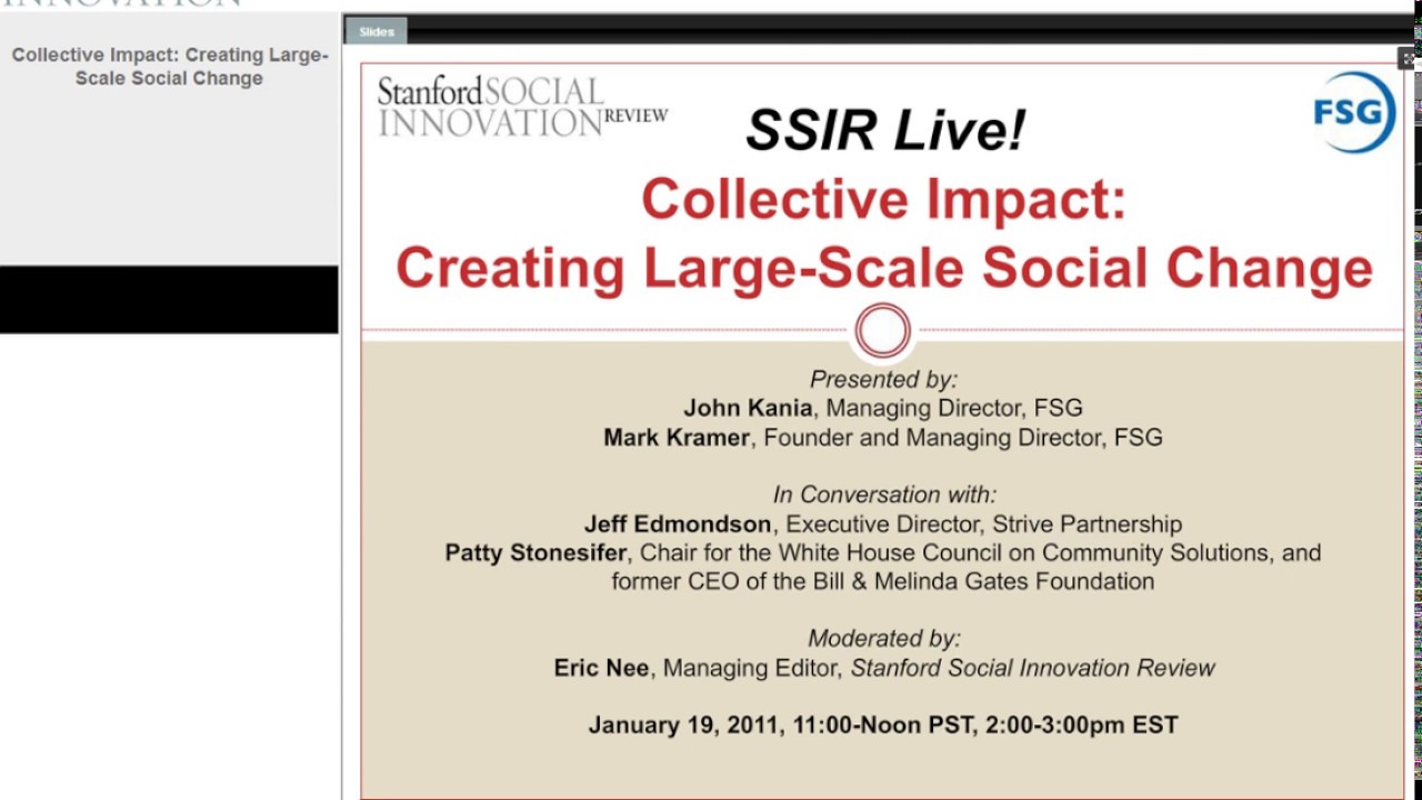 Collective Impact: Creating Large Scale Social Change Webinar - YouTube