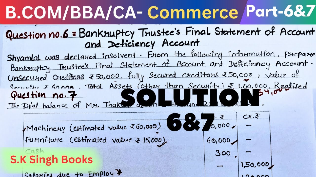 Bankruptcy Trustee's Final Statement Of Acoount And Deficiency Account ...