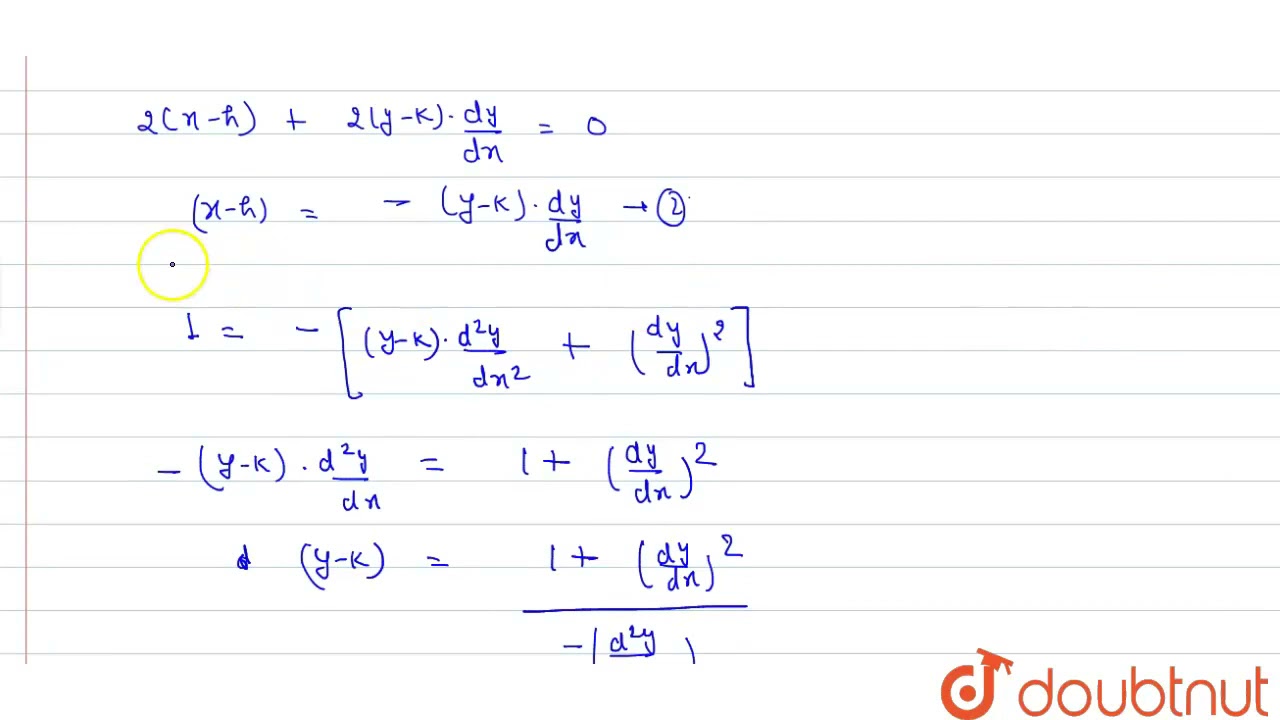 Find The Differential Equation From The Equation x h 2 y k 2 a