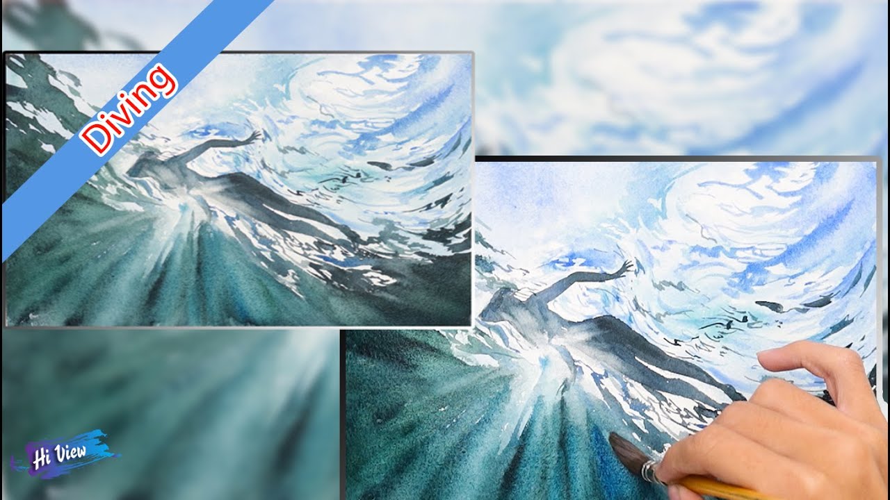 Watercolor Painting Techniques | How to Draw a Boy Swimming | a Cartoon ...