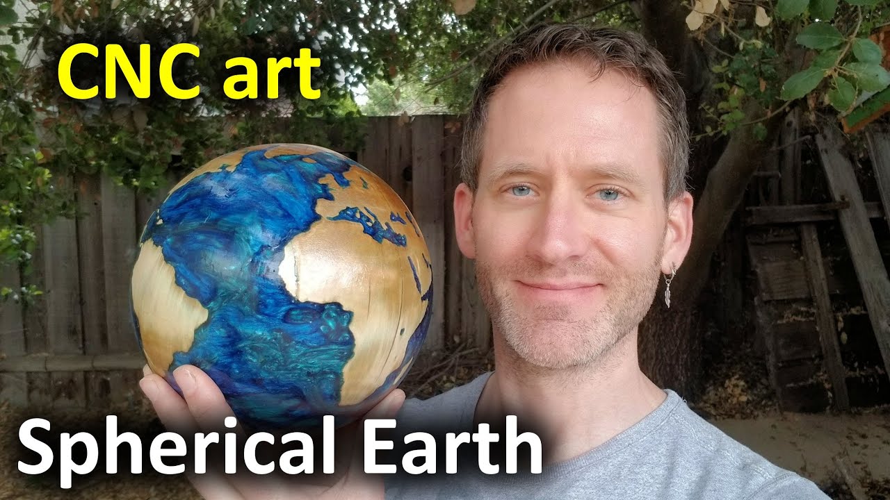 Carving a spherical Earth with epoxy oceans - 4-sided 3D rotary CNC ...
