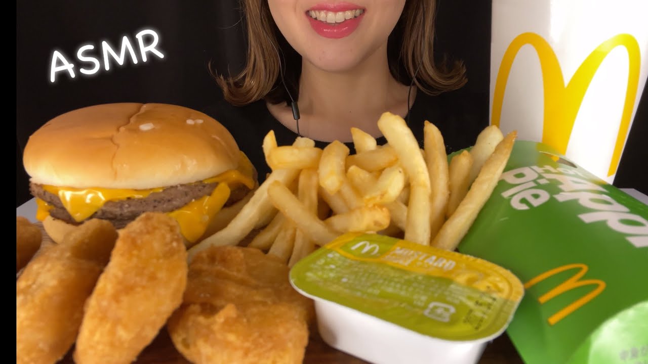 ASMR | MCDONALD’S DOUBLE CHEESE BURGER FRIS NUGGETS | MUKBANG | EATING ...