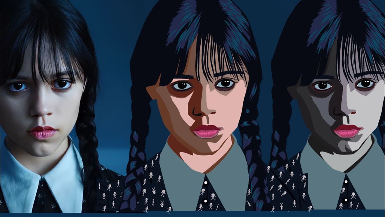 Vector Portrait vector Art of (Wednesday Addams) in Adobe illustrator # ...
