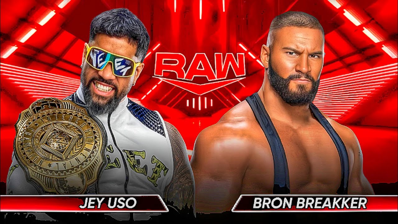 WWE Raw - Jey Uso vs Bron Breakker Intercontinental Championship Full ...