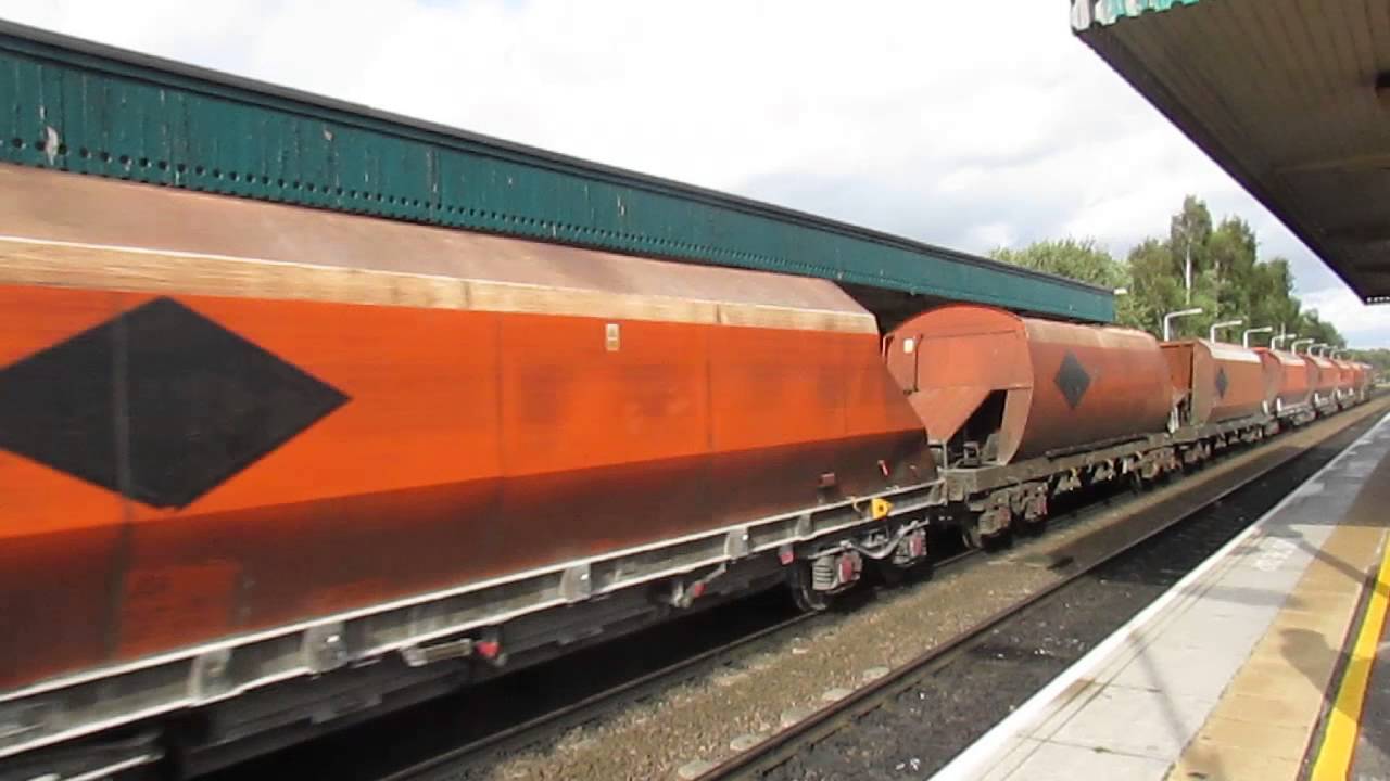 EWS class 66161 hauls RMC train through Chesterfield 8/9/14 - YouTube