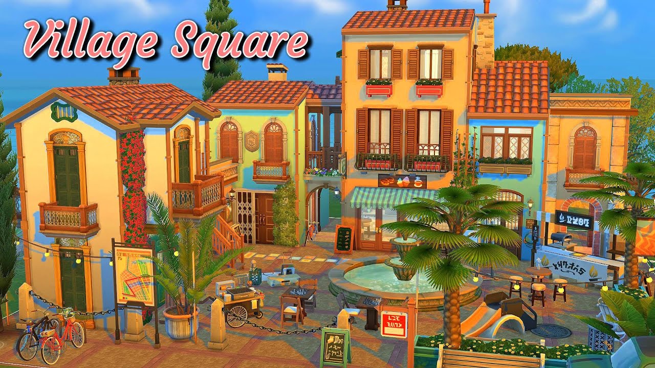Sims 4 Speed Build ️ Italian Village Square! For Rent - YouTube