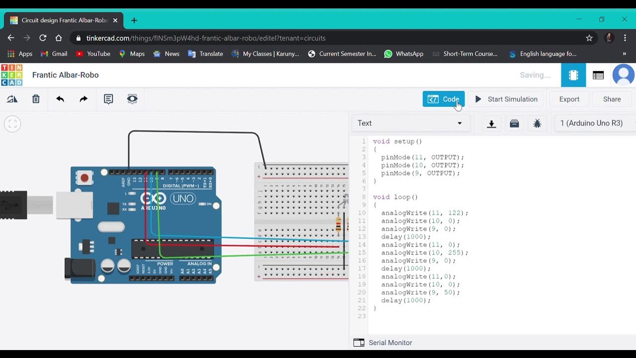RGB LED USING TINKERCAD - YouTube