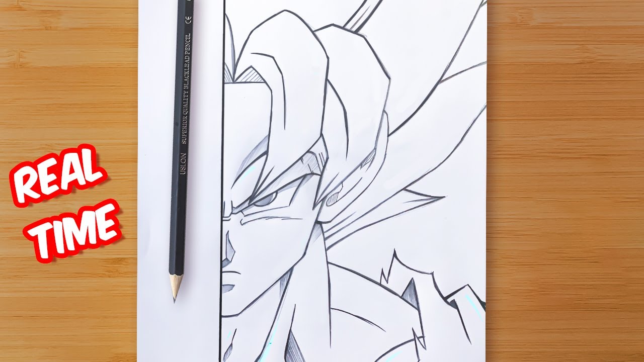 How to DRAW GOKU SSJ BLUE 🎨 Step by Step in Real Time - YouTube