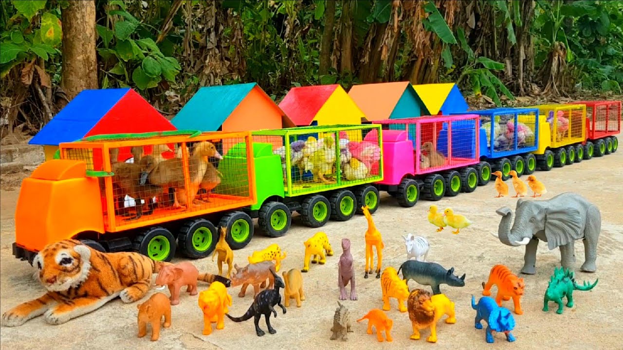 Truk oleng hewan angkut bebek,ayam warna warni,macan,gajah,kuda,jerapah ...
