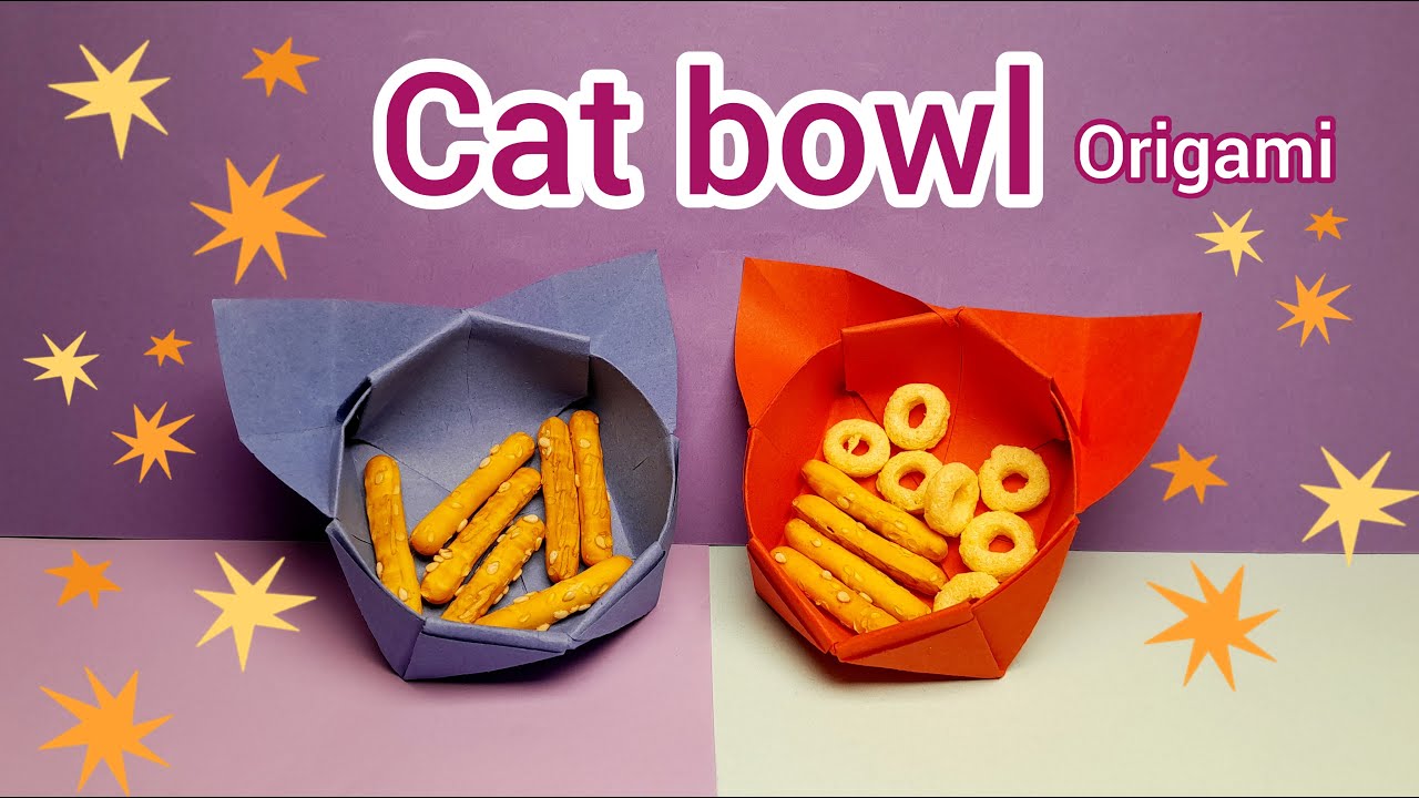 From now on put your snacks in this CAT bowls| cute origami tutorial ...