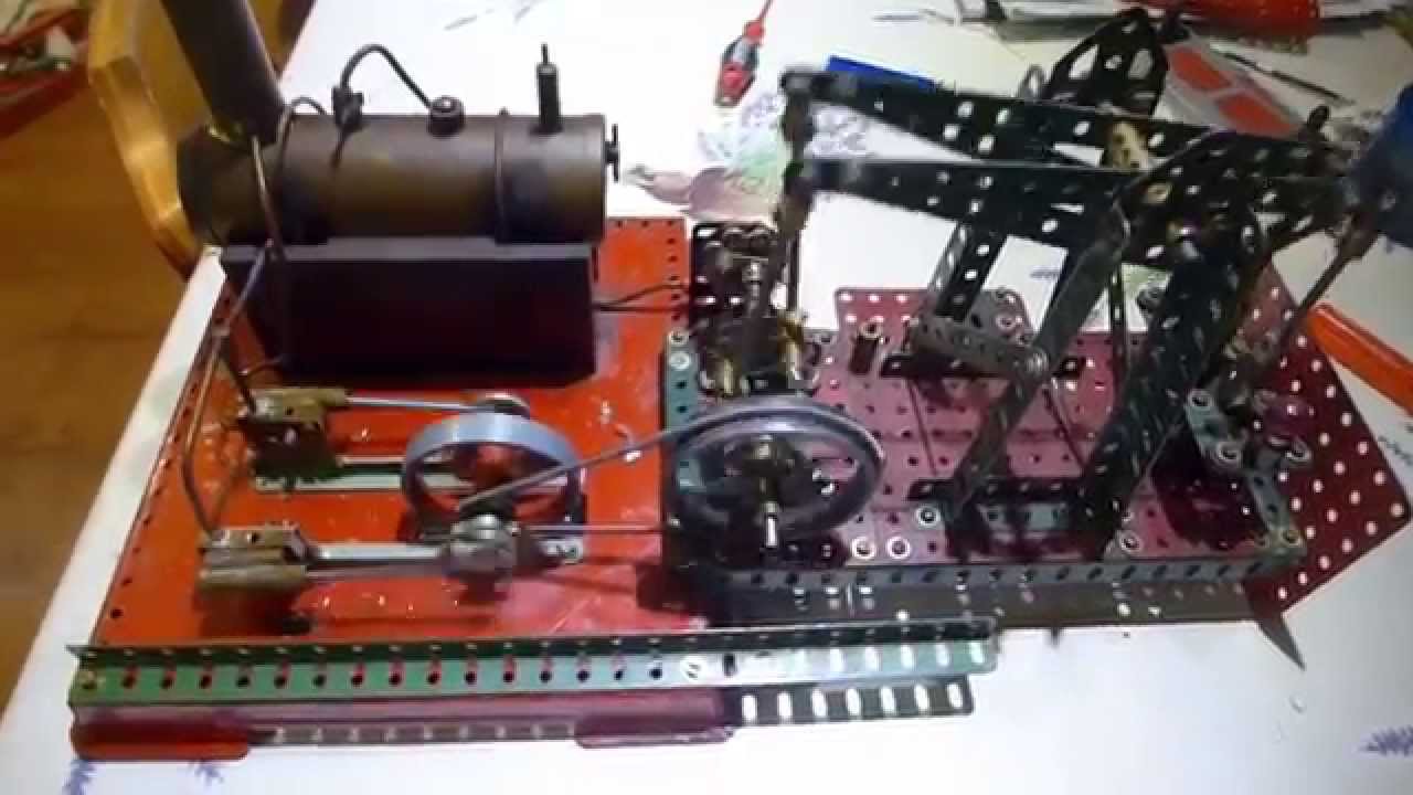 Mamod SE3 steam engine driving Meccano Beam Engine - YouTube