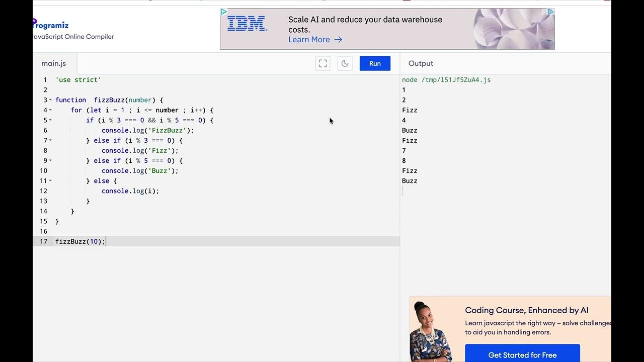 Fizzbuzz Program Using Javascript Youtube