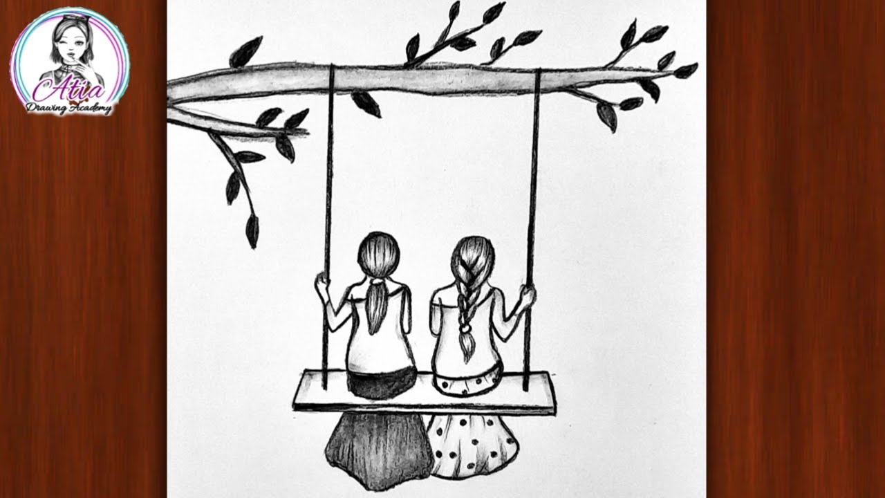 Best Friends Drawing Pencil Sketch | How to Draw Best Friends | Pencil ...