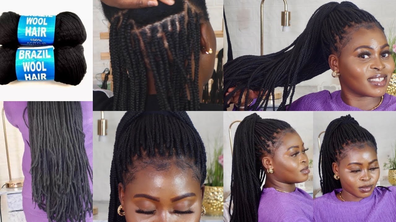 HOW TO DIY MINI BRAIDS USING BRAZILIAN WOOL / BUTT LENGTH BRAIDS/YARN ...