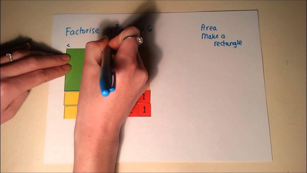 Factorising (factoring) simple quadratics using algebra tiles - YouTube