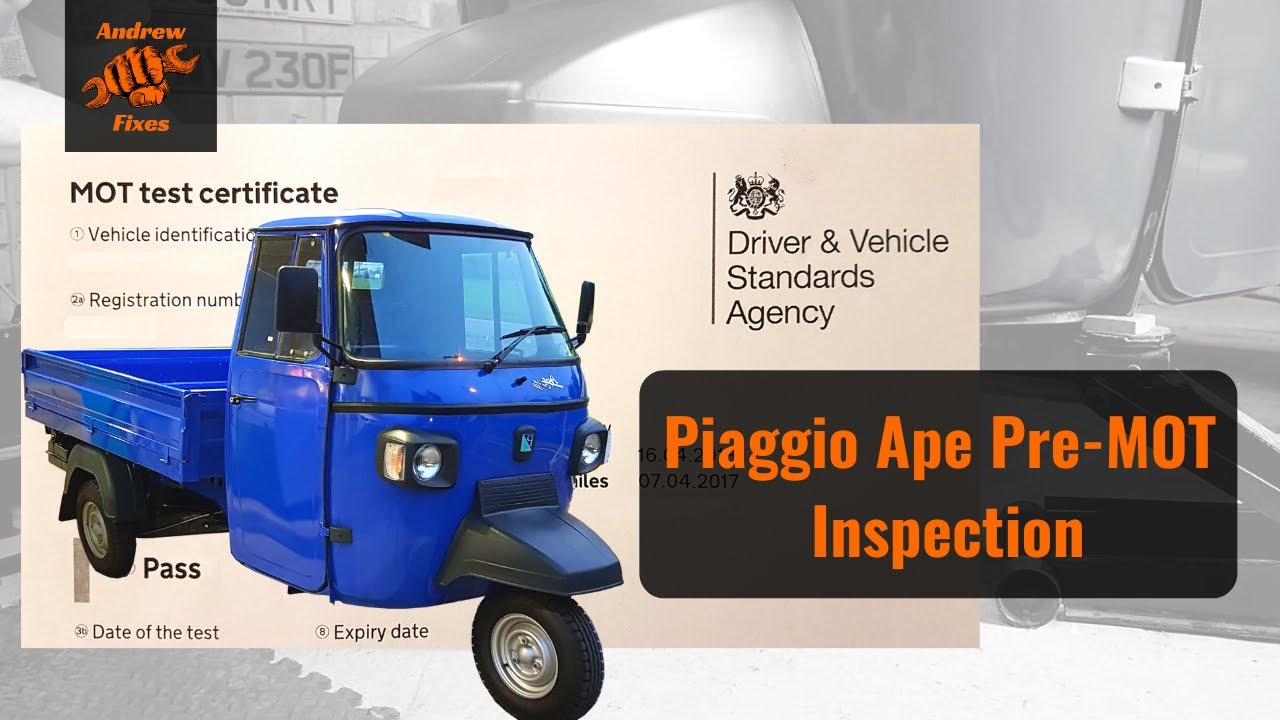 Piaggio Ape Pre-MOT Checks | Piaggio Ape Classic 400 diesel - YouTube