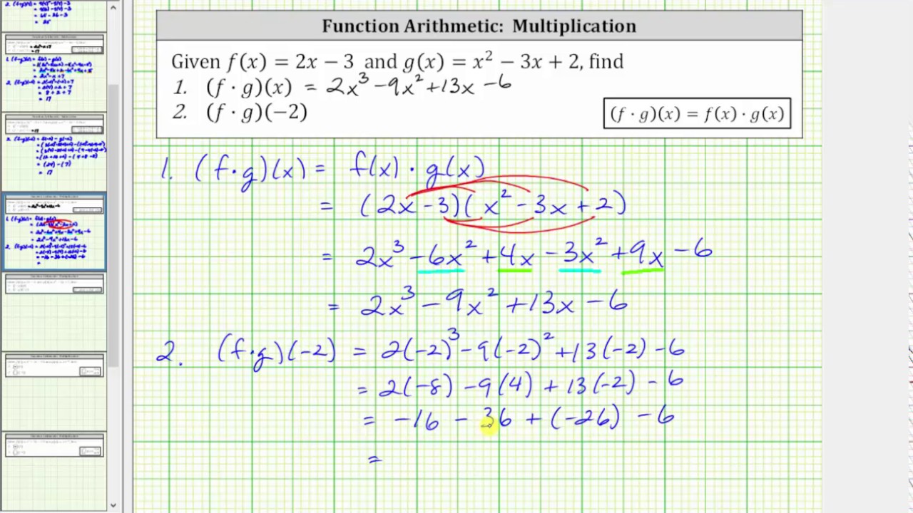 Function Arithmetic Product f g x And f g 2 YouTube
