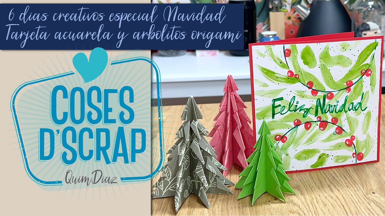 Tarjetas de acuarela y arbolitos de Origami (decoración navideña) - YouTube