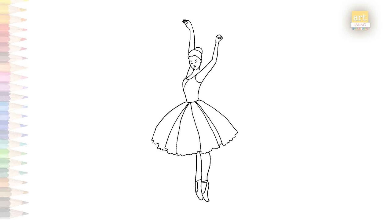 Ballerina Dancing girl drawing | Outline drawings | How to draw ...