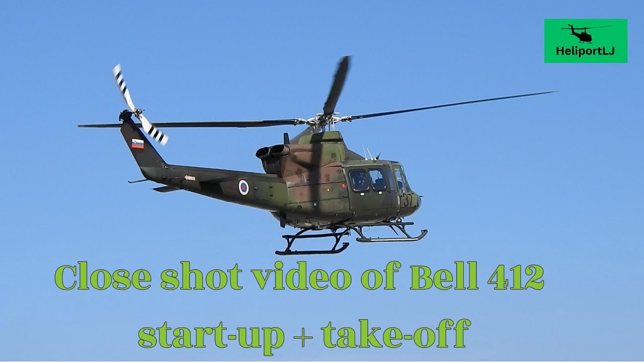 Close shot of Bell 412 startup and take-off - YouTube
