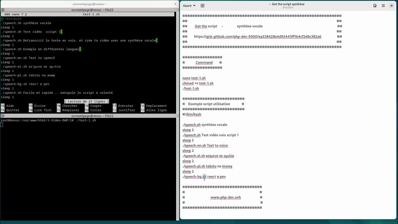 Text to speech - synthèse vocale - script bash - YouTube