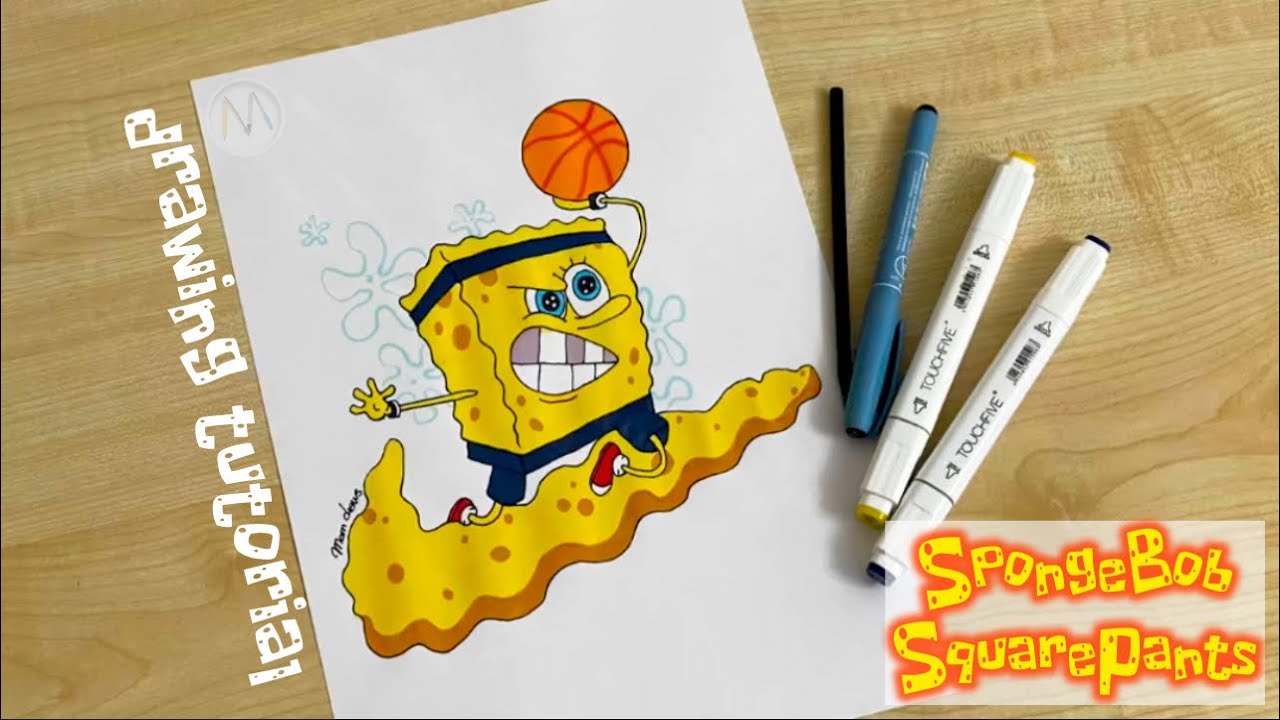 How to draw SpongeBob SquarePants as basketball player / SpongeBob ...