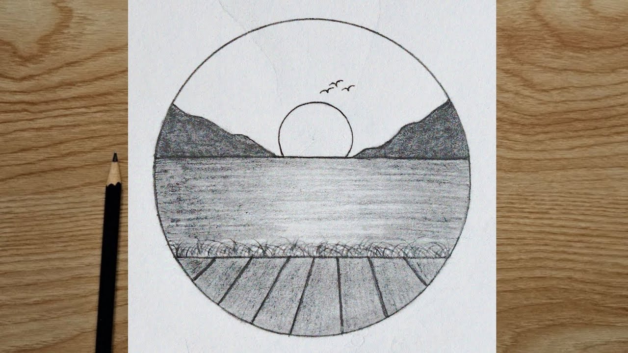 How to draw Circle Drawing | Easy Circle Scenery drawing for beginners ...