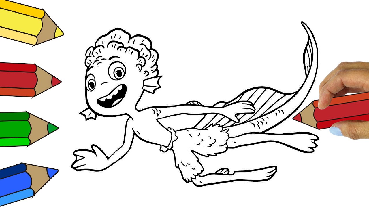 🟢 How to draw LUCA SEA MONSTER Disney Pixar EASY| Como Dibujar a LUCA ...