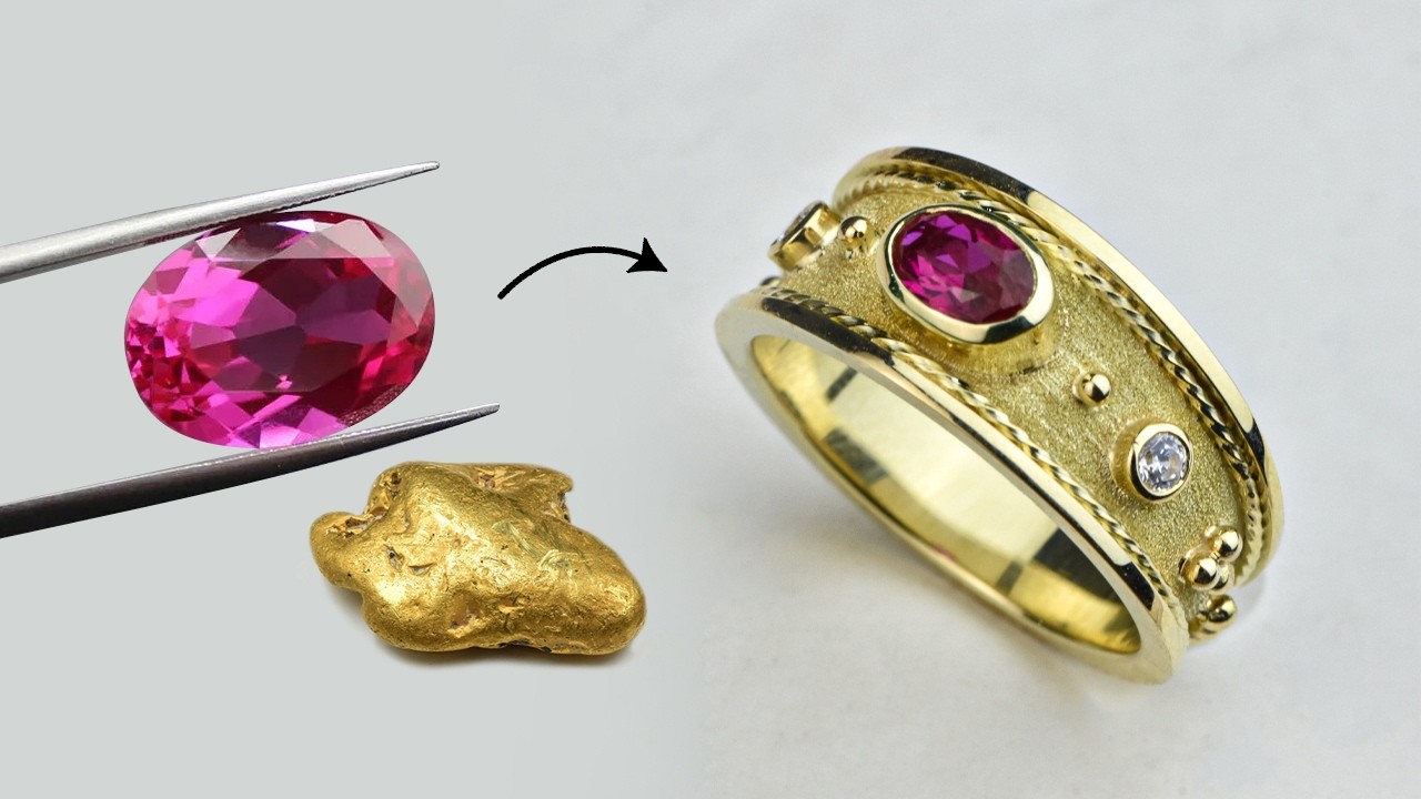 How to make a byzantine ring from scratch | Gold ruby multi-gemstone ring - YouTube