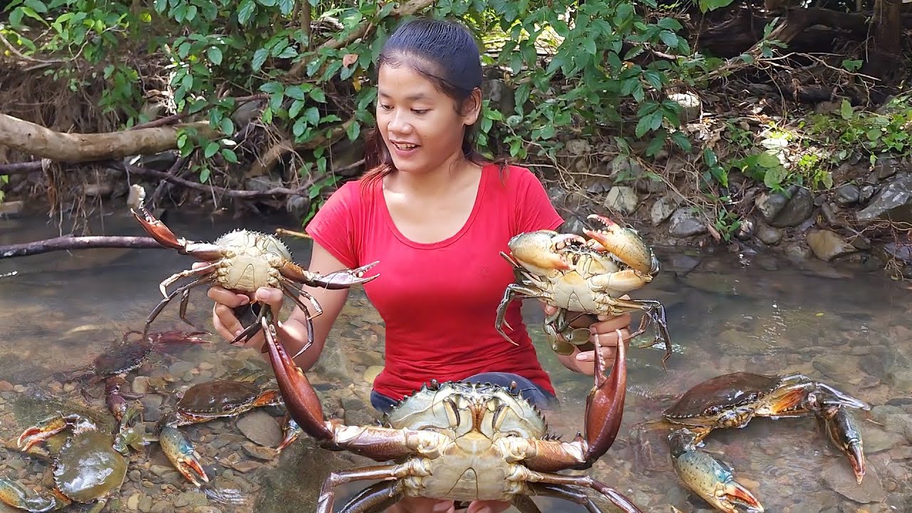 Catch and cook big crabs for lunch - Crabs soup spice Show eating ...