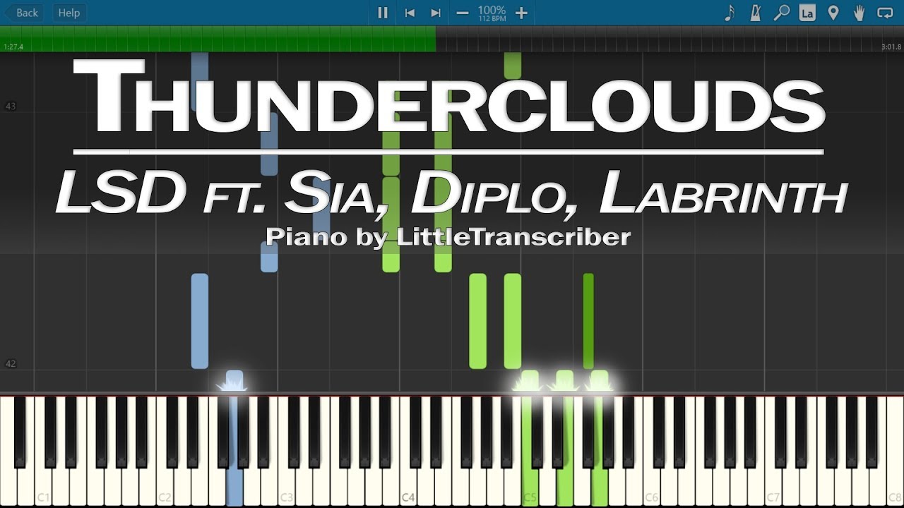 LSD - Thunderclouds (Piano Cover) ft. Sia, Diplo, Labrinth Synthesia ...