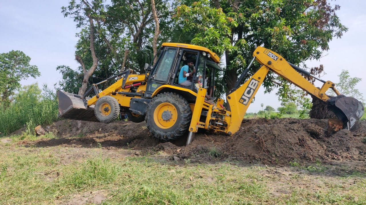 Tree Uprooting JCB Backhoe Machine Working | JCB 3DX Super | JCB ...