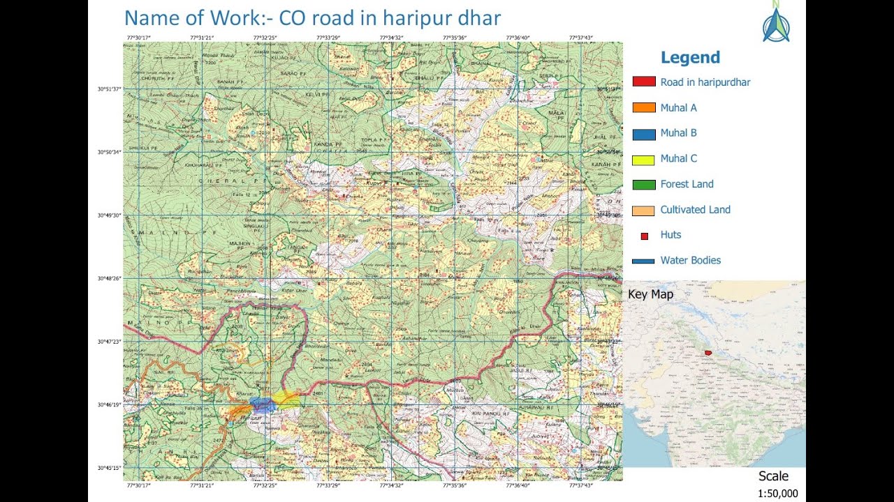 How to Create Map Layout Use Grid, Grid Cordinate, key Map North ...