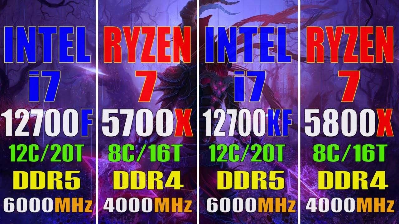 Intel I7 12700f Vs Ryzen 7 5700x Vs Intel I7 12700kf Vs Ryzen 7 5800x
