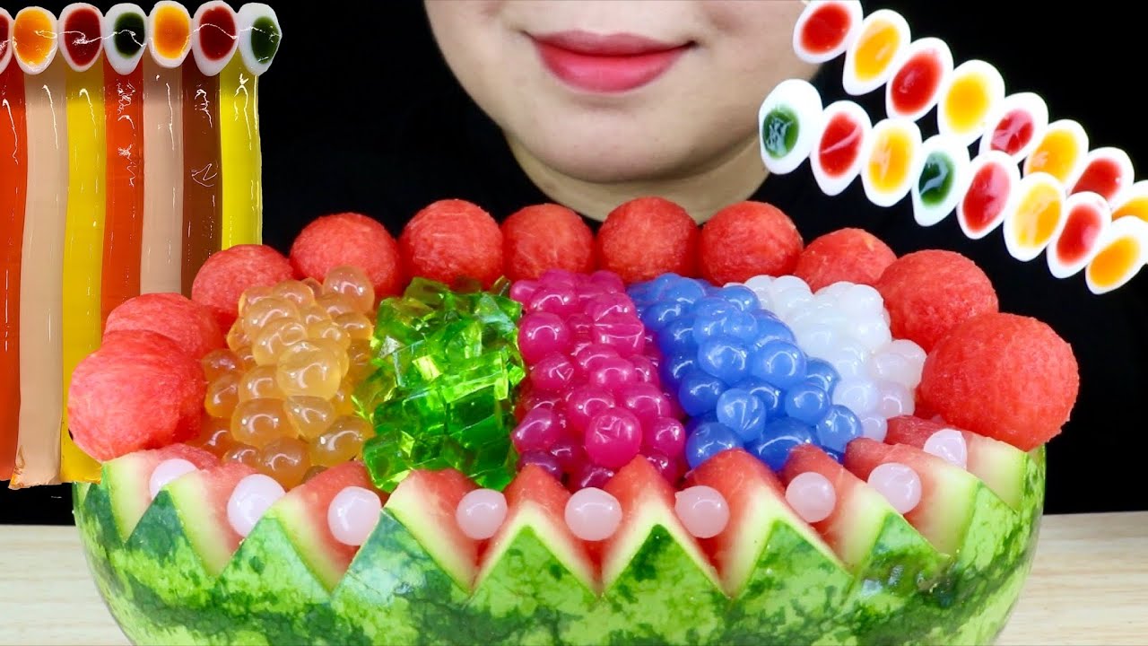 ASMR POPPING BOBA WATERMELON | ĂN THẠCH NỔ VÀ DƯA HẤU | CRUNCHY SOUNDS ...