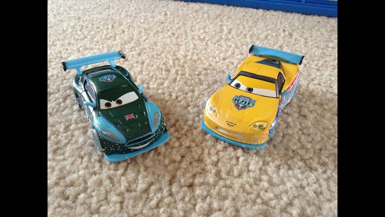 Pixar Cars Ice Racers Nigel Gearsley and Jeff Gorvette Diecasts! - YouTube