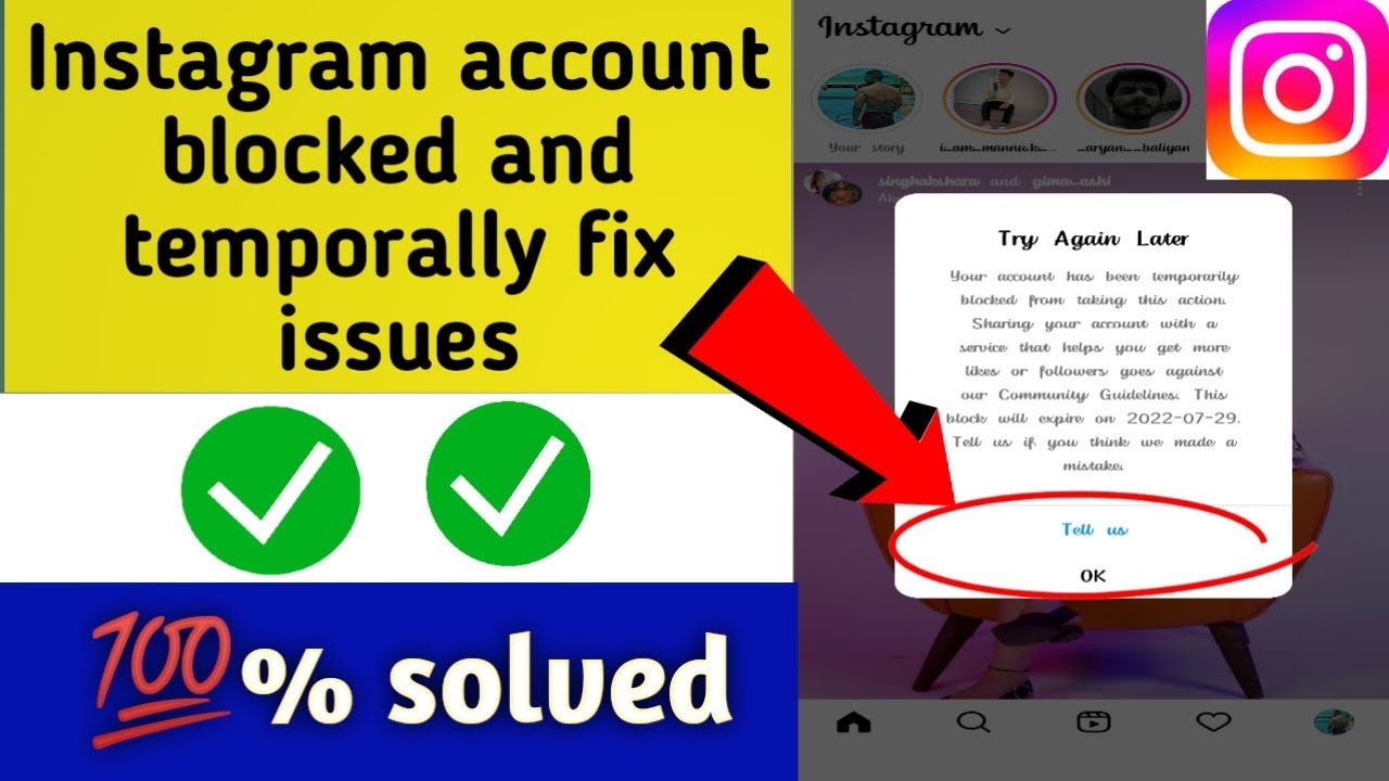 Your instagram account temporally blocked | Blocked instagram account ...
