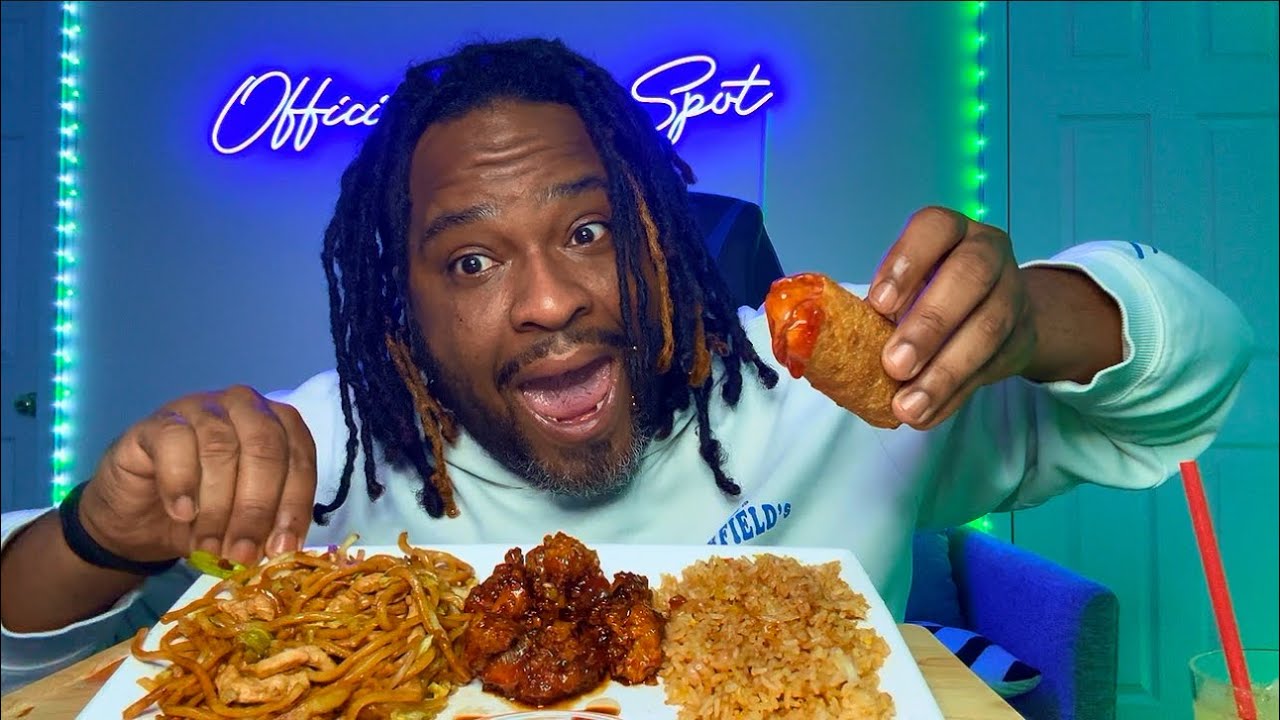 CHINESE FOOD MUCKBANG GENERAL TSO CHICKEN W/ FRIED RICE & CHICKEN LO ...