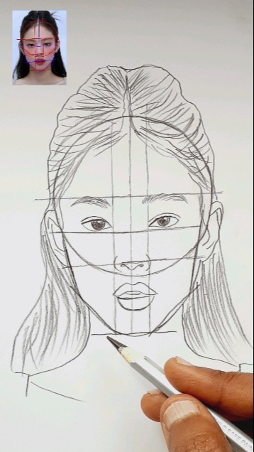 Draw a front face with loomis method step by step | #shorts - YouTube