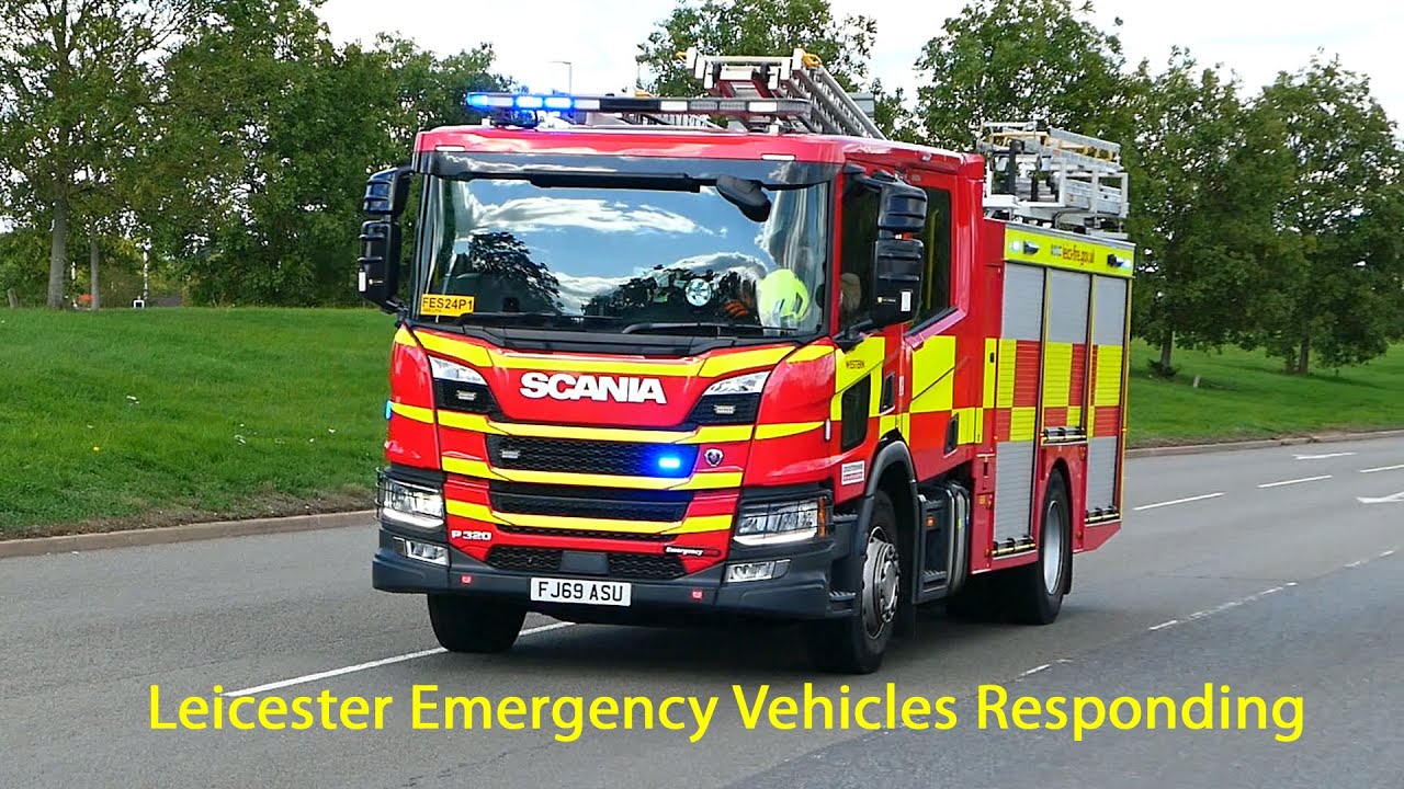 Emergency Vehicles Responding in Leicester Fire Police and Ambulance ...