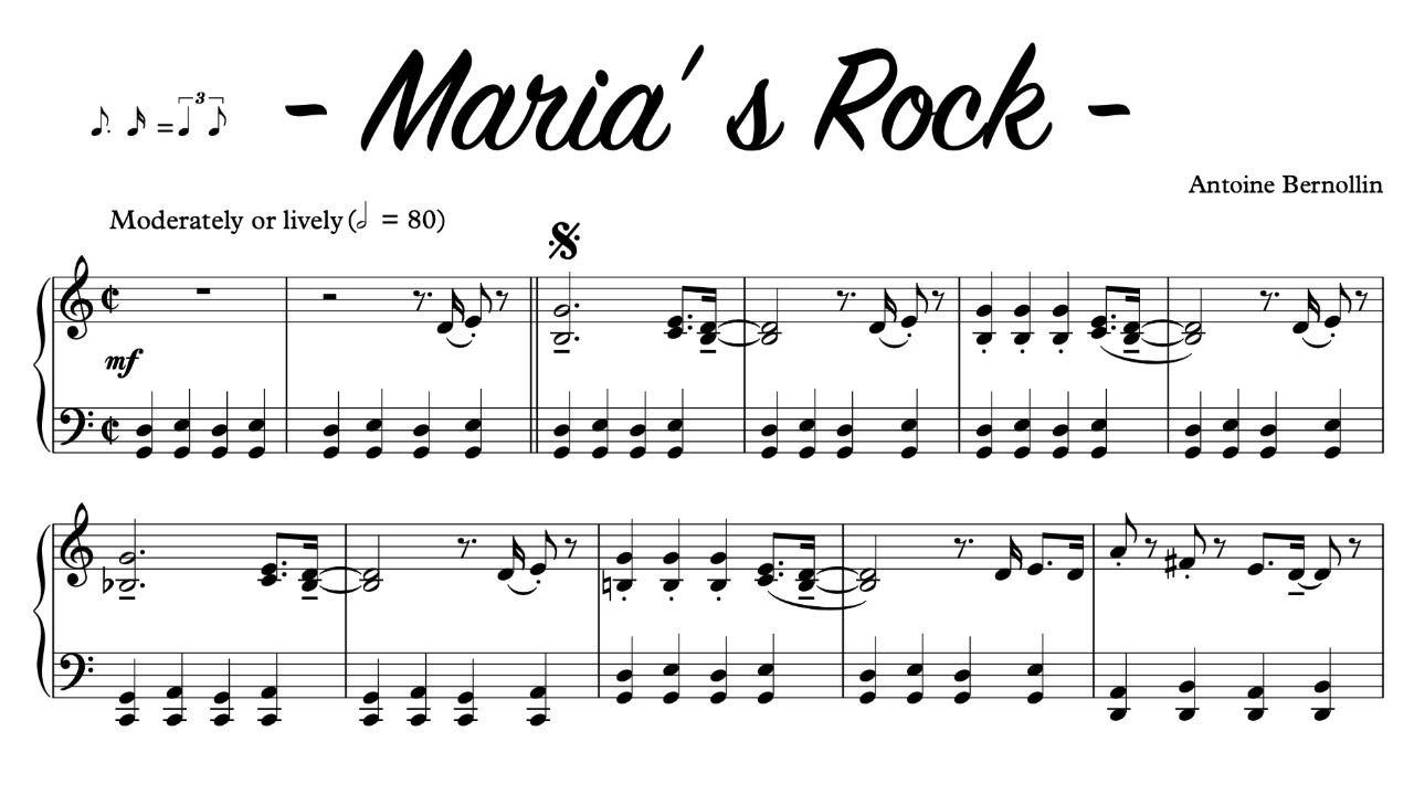 Maria's Rock - Antoine Bernollin - Piano Solo - with sheet music ...