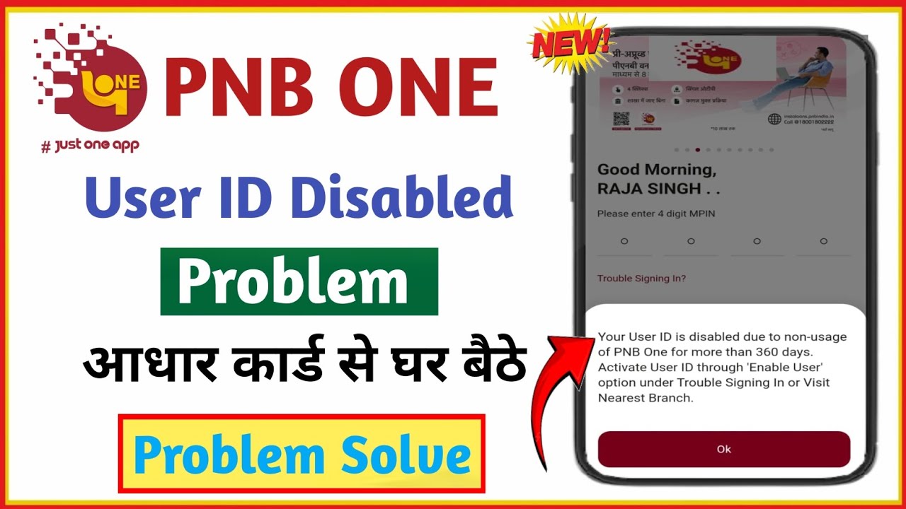 Pnb one User ID disabled problem | user ID disabled due to non usage ...