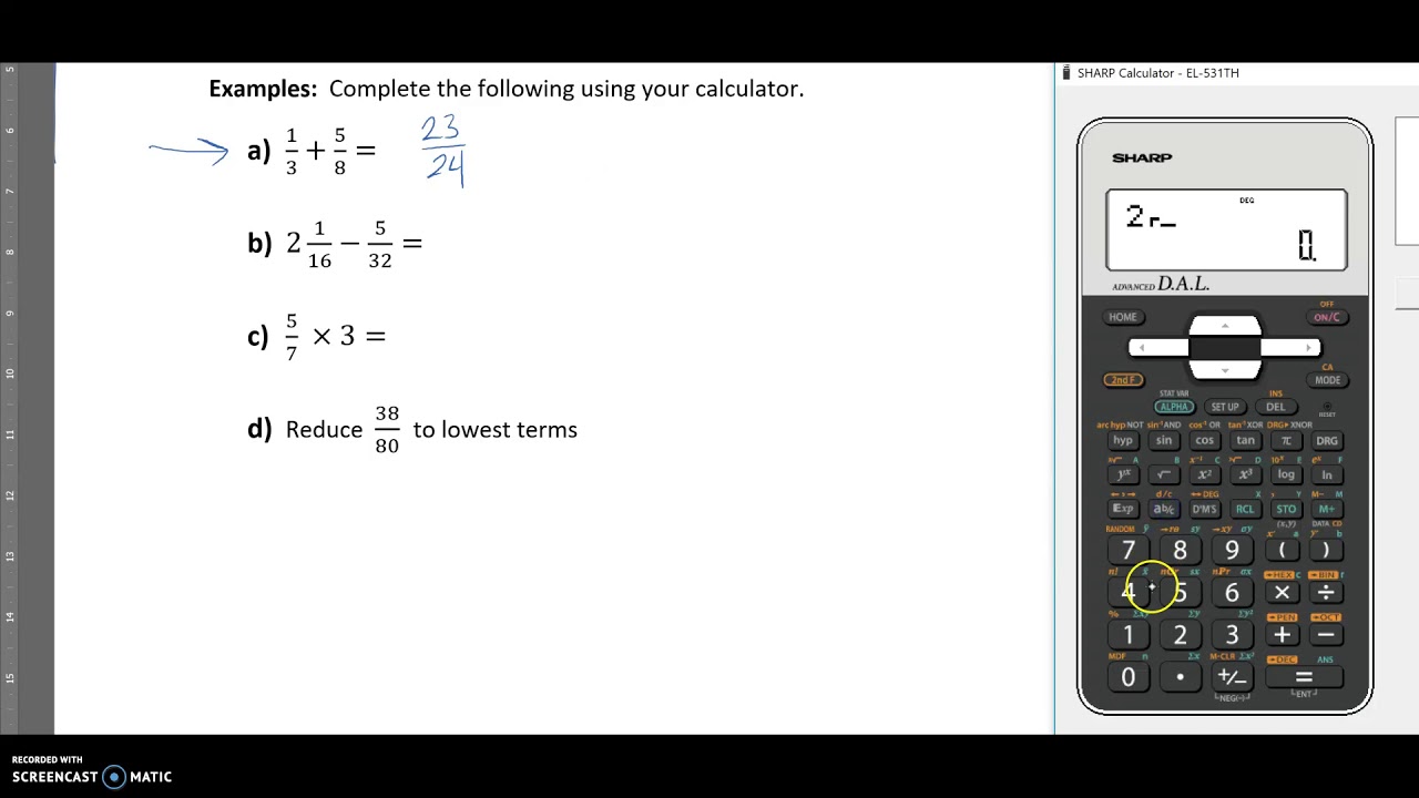 Using the Fraction Key on your Calculator - YouTube