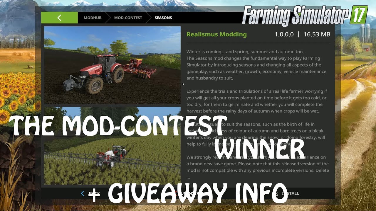 MOD CONTEST WINNER SEASONS in Farming Simulator 2017 | + GIVEAWAY INFO ...