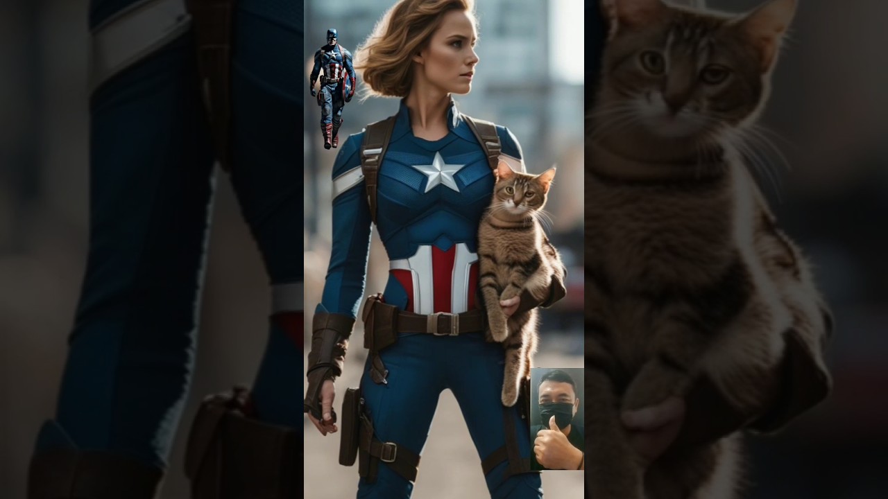 Female superhero carrying a cat# avengers#shorts youtube#marvel#Spider ...