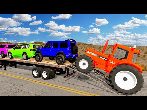 Flatbed Truck Mcqueen | Transportation with Truck - Pothole vs Car #19 - BeamNG.Drive