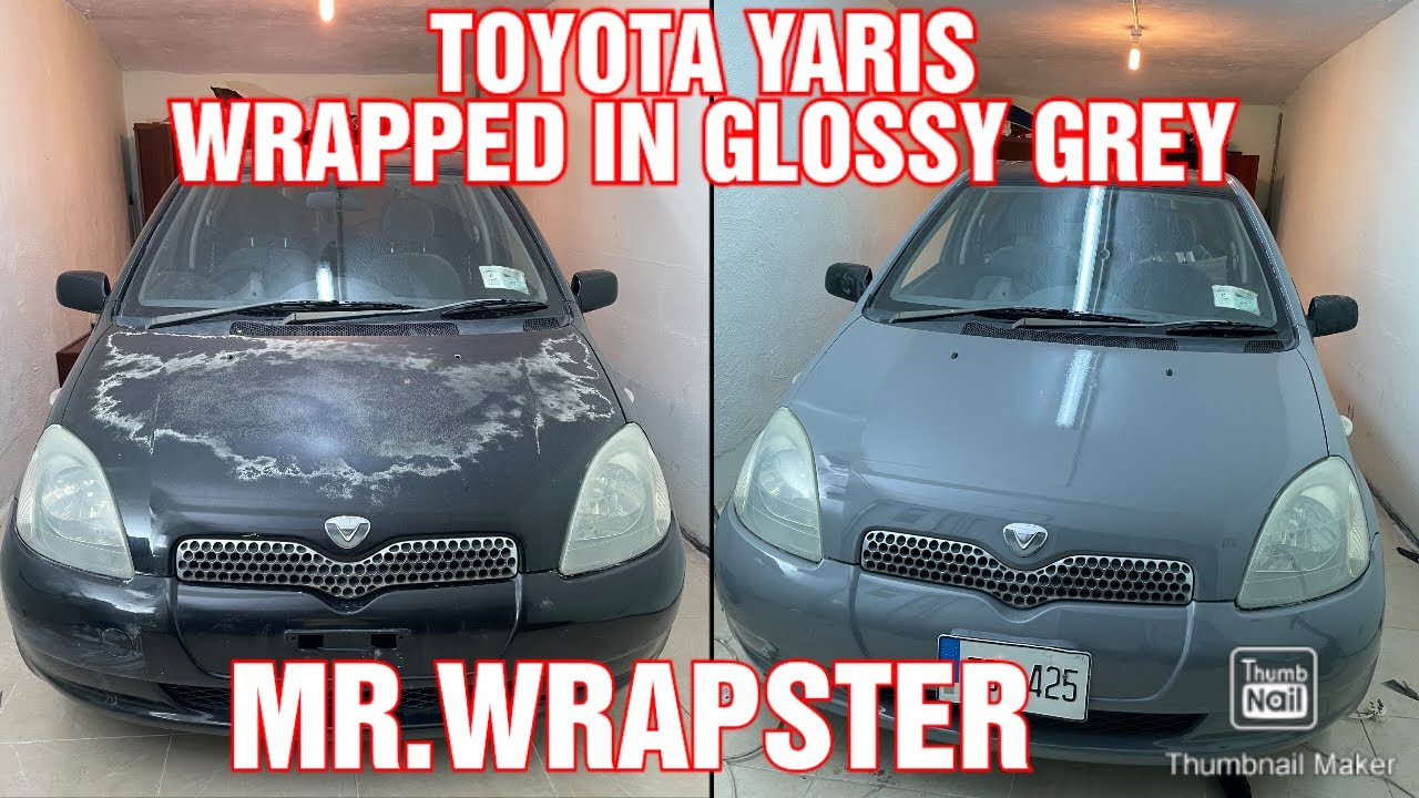 TOYOTA YARIS Wrapped in Glossy Grey | Mr.Wrapster | - YouTube