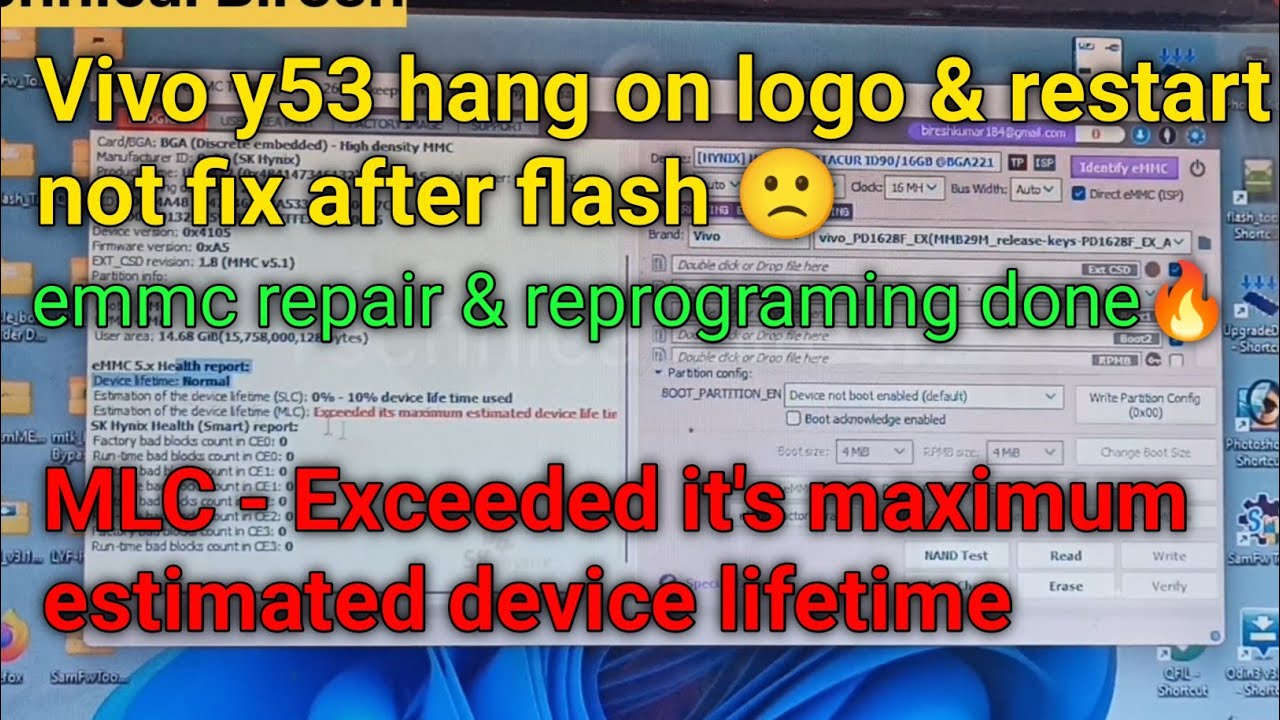 vivo y53 restart , hang on logo solution | vivo y53 emmc programing # ...