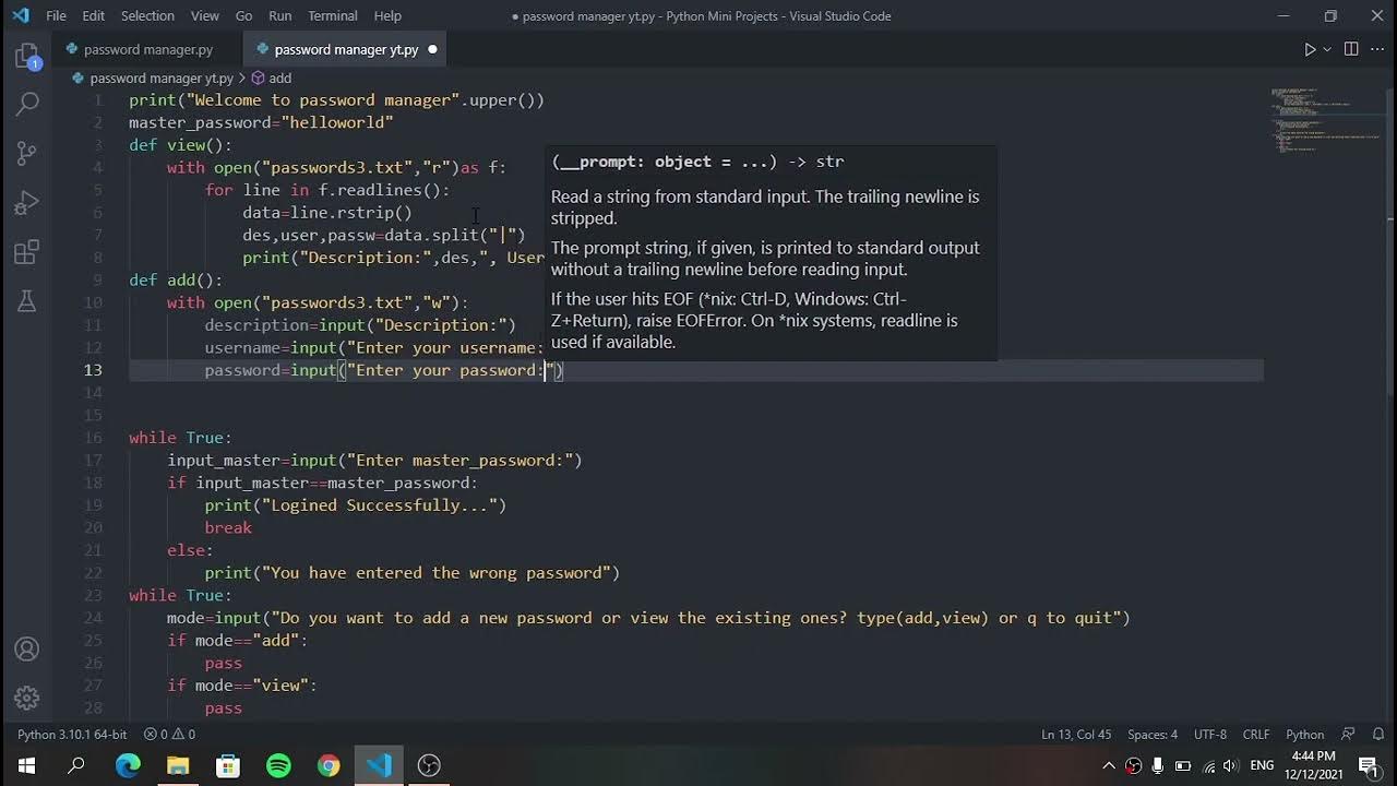 Creating a Password Manager in Python | Python Mini Projects ...